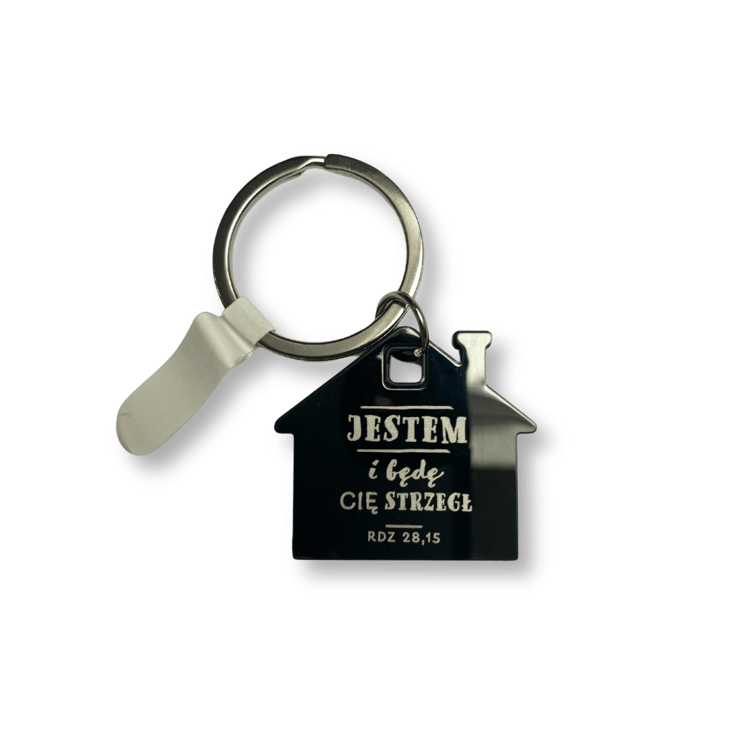Brelok grawerowany - Domek - czarny - Szaron