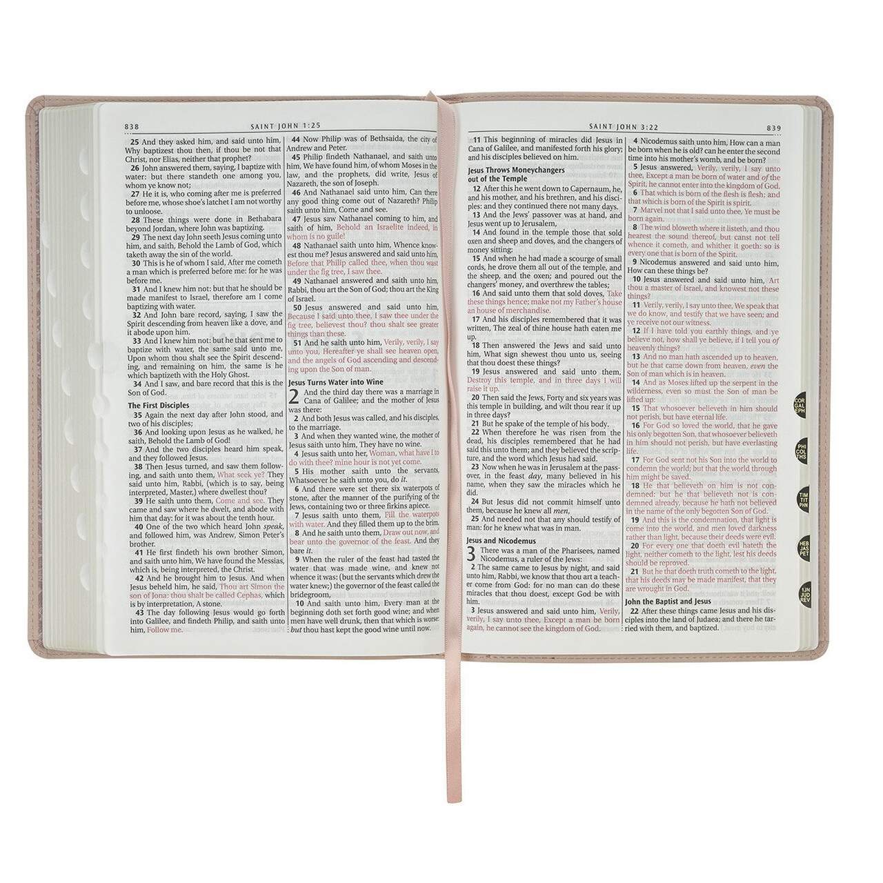 KJV Bible - Pink Floral Faux Leather Large Print - Szaron